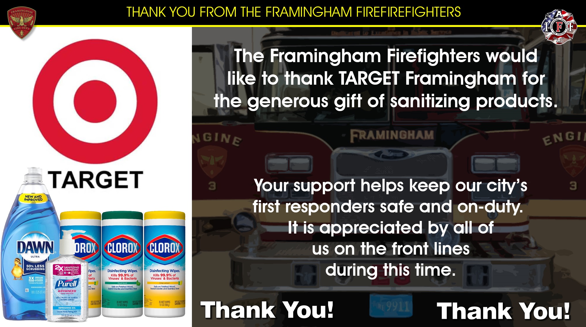 Target Donates Sanitizing Products to Framingham Fire Department ...