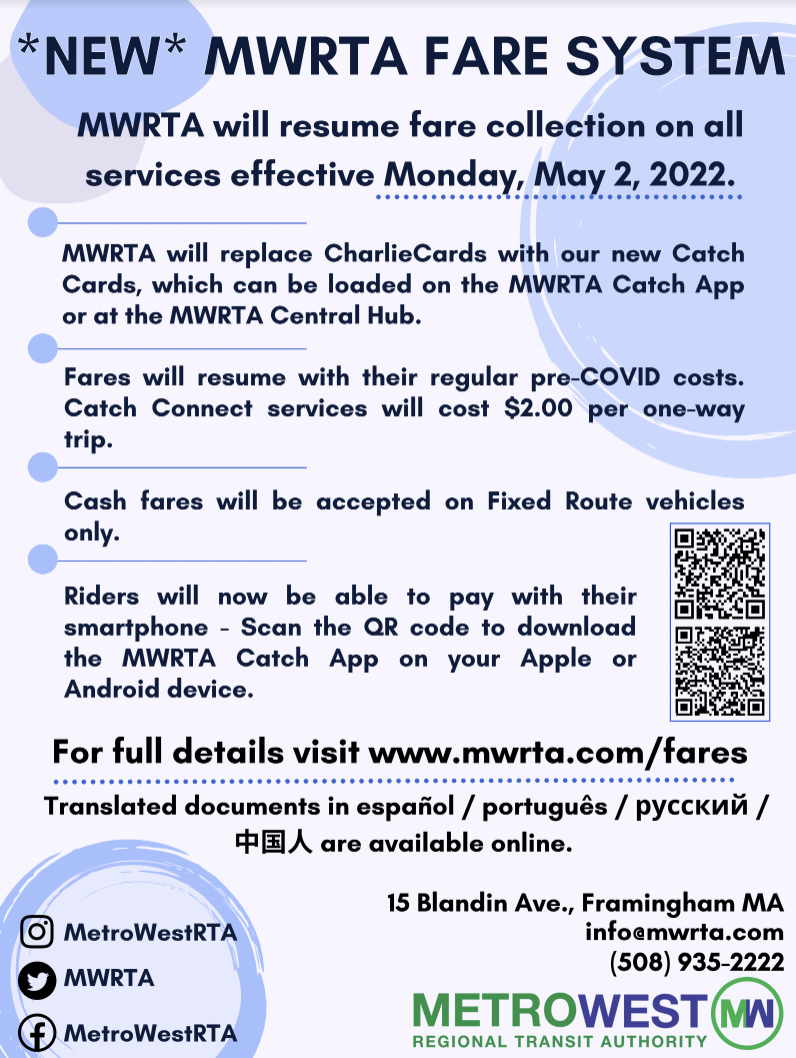 MWRTA To Launch New Fare Collection System in May - Framingham Source