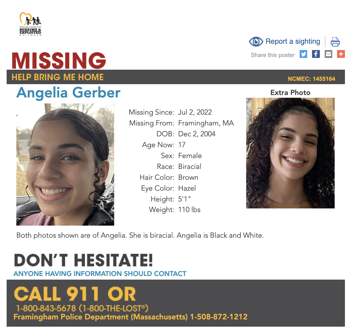 UPDATED: Missing Teen, 17, Last Seen July 2, Located Safe - Framingham ...