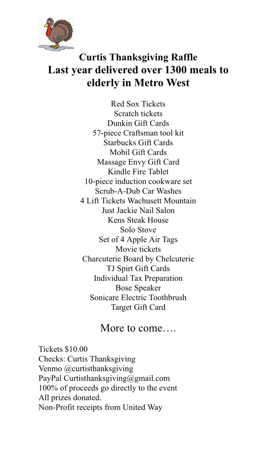 Curtis Family Thanksgiving Raffle - Framingham Source